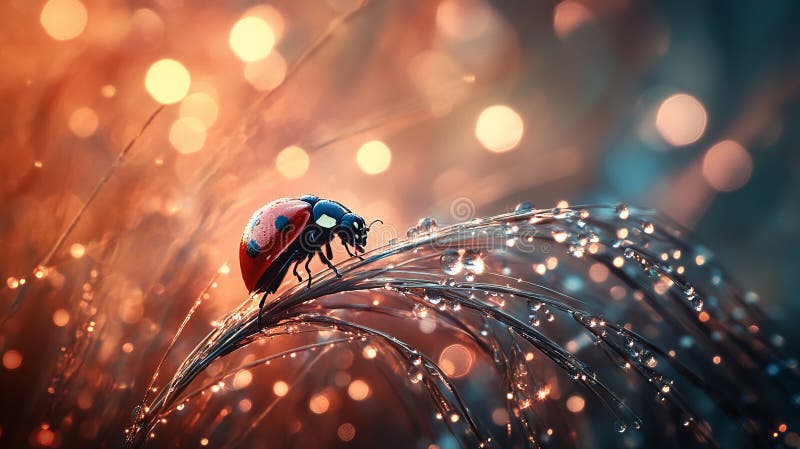 A Vibrant Ladybug Shines in a Waterfall of Colors. Captivating Details ...