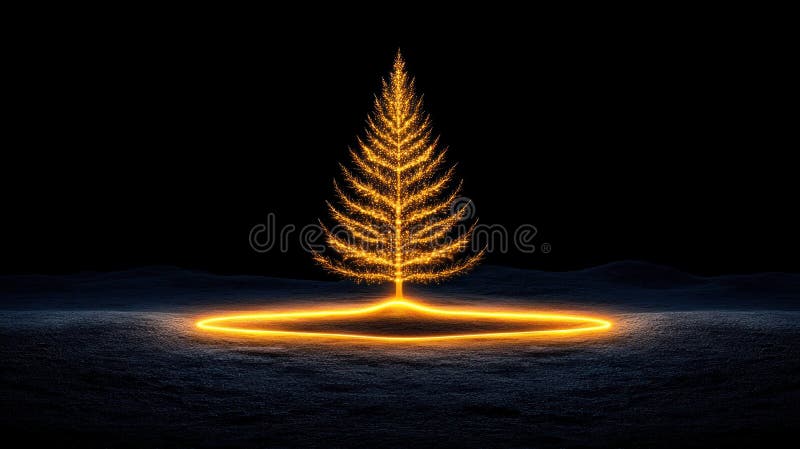 Enchanted Forest: Illuminated Christmas Pine Tree Decorated at Night ...