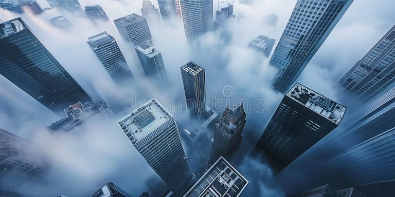 Modern Cityscape with Skyscrapers at Sunset â€“ Tilted Angle View Stock ...