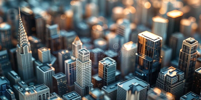 Modern Cityscape with Skyscrapers at Sunset â€“ Tilted Angle View Stock ...