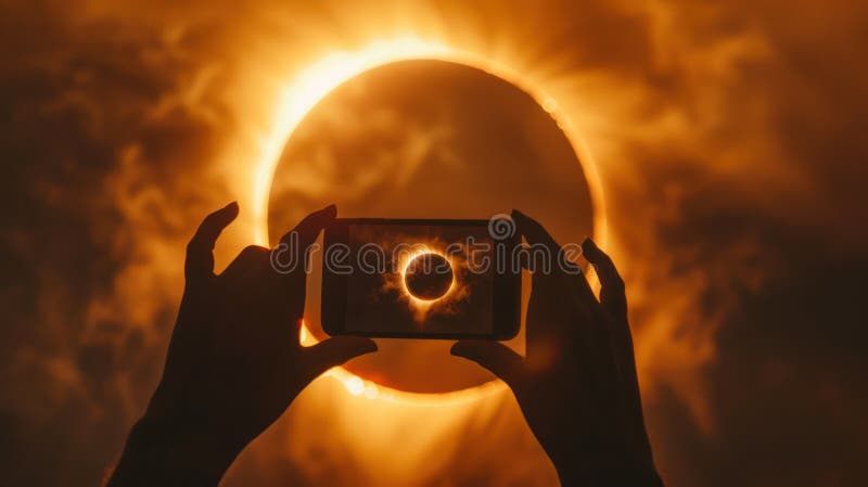 Capturing the Eclipse: Hands-on Mobile Photography Stock Illustration ...