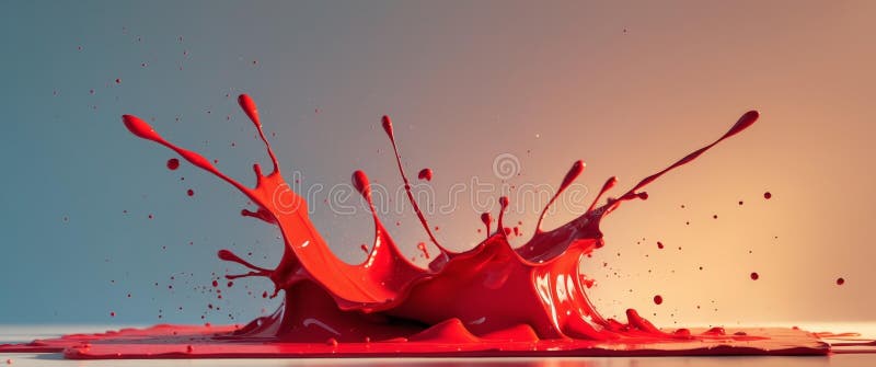 Red Paint Explosion. a Dynamic Splash of Color Captured in a Moment of ...