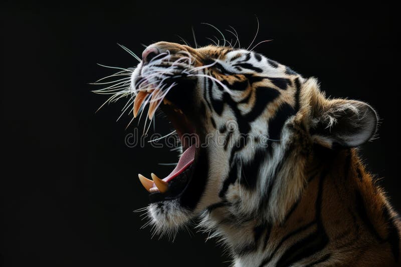 A Majestic Tiger Roaring Fiercely, Showcasing Its Powerful Presence and ...