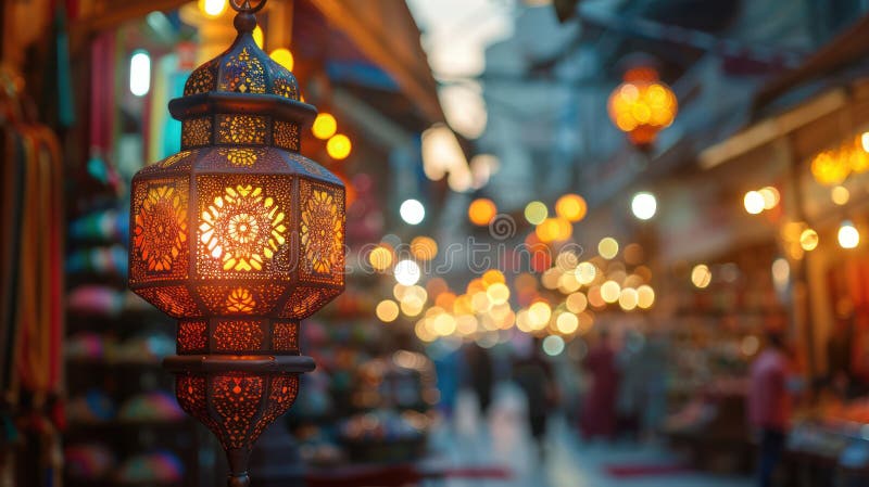 Eastern Market Lanterns: Ornate Traditional Lights in a Blurred Bazaar ...