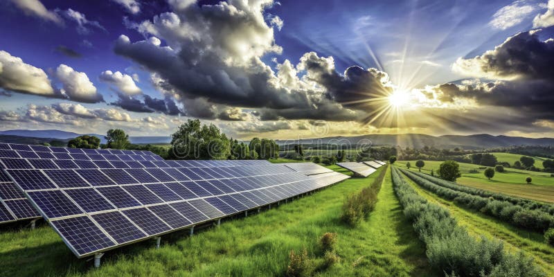 Scenic Countryside Solar Farm Under a Breathtaking Blue Sky a ...