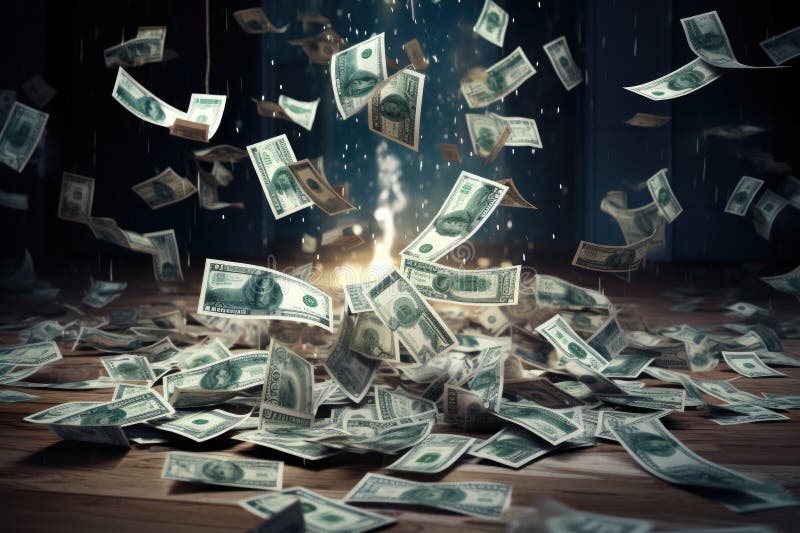 A Stunning Image Capturing a Large Amount of Money Falling Down into ...
