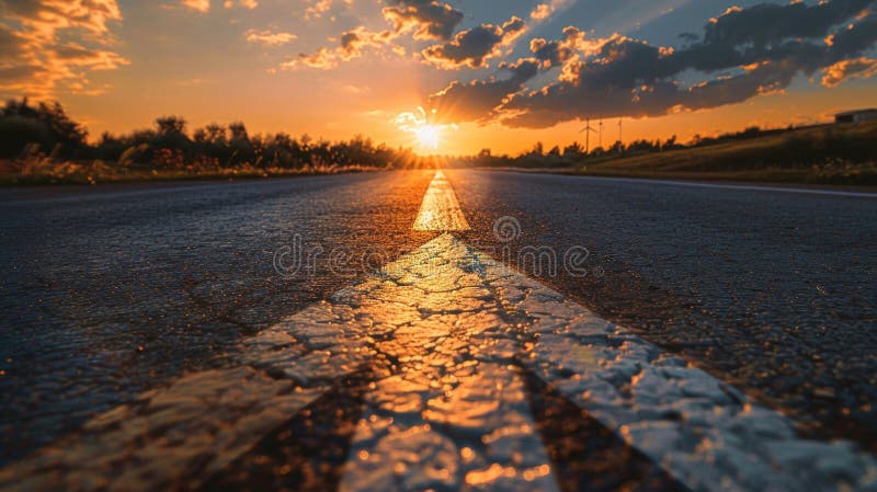Sunset Road Arrow Leading Forward Generative Ai Stock Photos - Free ...