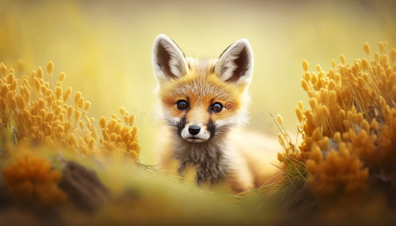 Majestic Innocence: a Beautiful Portrait of a Cute Fox Cub in a Meadow ...