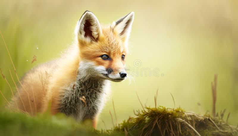 Majestic Innocence: a Beautiful Portrait of a Cute Fox Cub in a Meadow ...