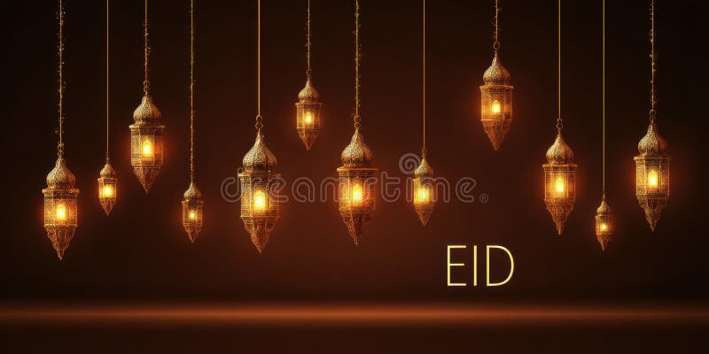 A Stunning Image of Decorative Eid Background with Glowing Lamps. Stock ...