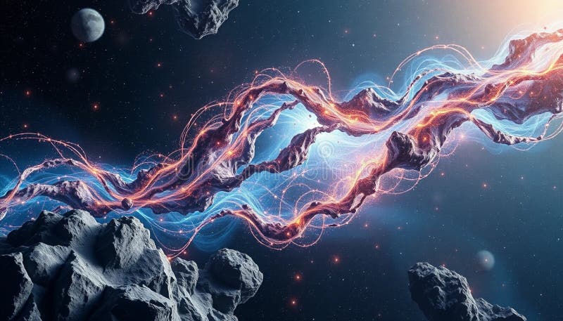 Abstract Space Scene with Wavy Nebula Stock Illustration - Illustration ...