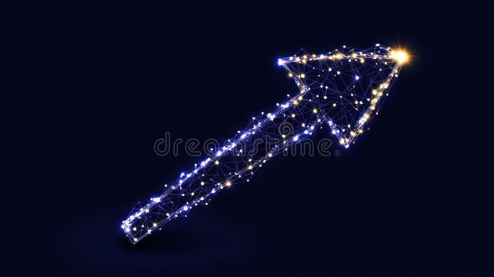 High-Speed Internet Boost Concept: Digital Arrow in Low Poly Wireframe ...