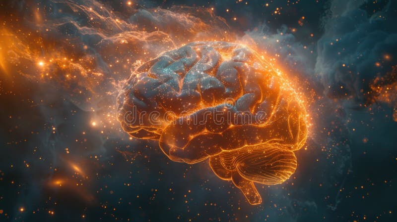 Creative Mind in Galactic Space Stock Illustration - Illustration of ...