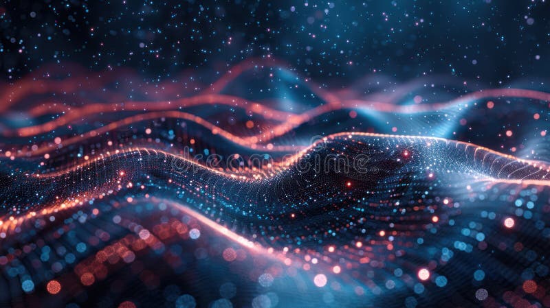 Hi-Tech Network: Red and Blue Abstract Wave for Futuristic Technology ...