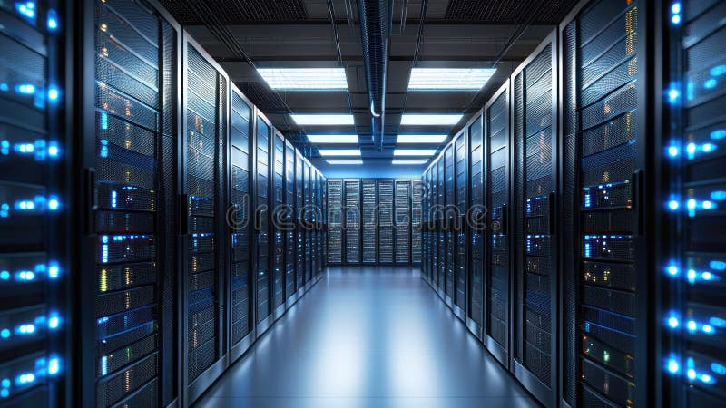 AI-Generated Server Room stock illustration. Illustration of cloud ...
