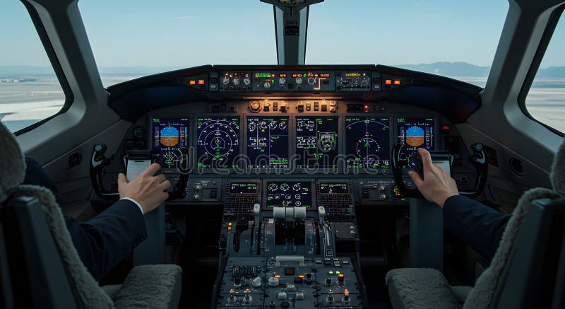 Private Jet Cockpit View stock illustration. Illustration of cockpit ...