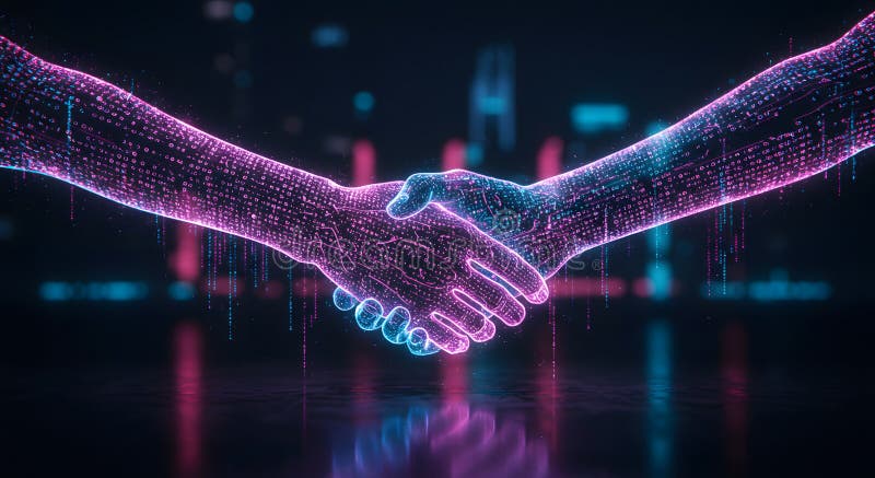 AI Handshake: Digital Partnership Stock Image - Image of generated ...