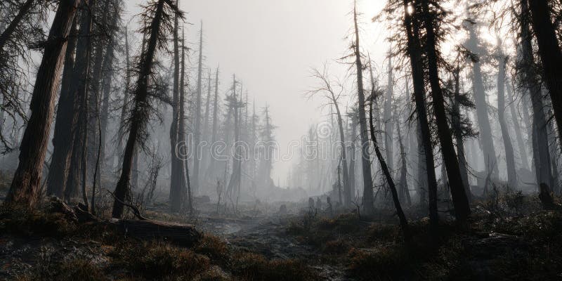 A Stunning Image of Desolate Forest Clearing: a Dead Forest with ...