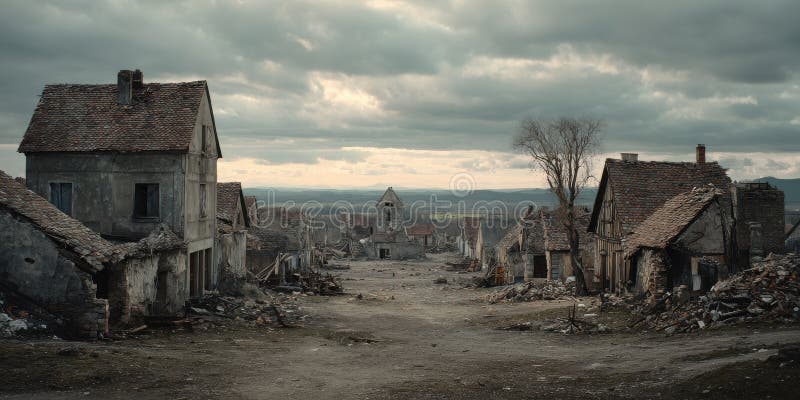 A Stunning Image of Desolate War-torn Village, Broken Homes, Scorched ...