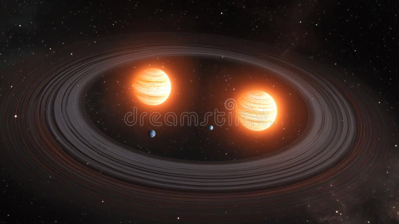 Stunning Image of a Dual Sun Planetary System with Complex Planetary ...