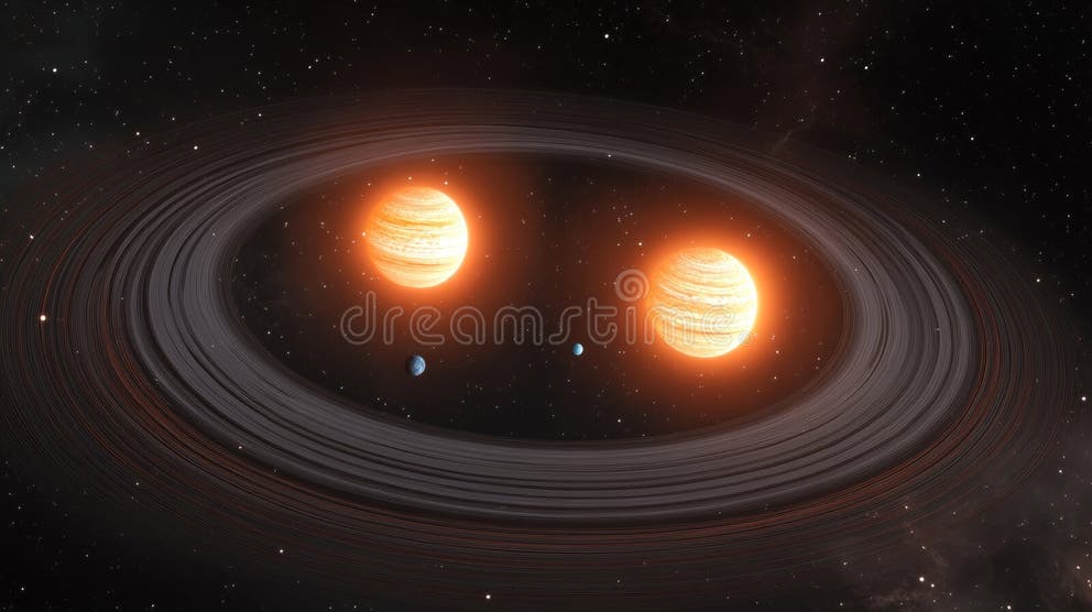 Stunning Image of a Dual Sun Planetary System with Complex Planetary ...