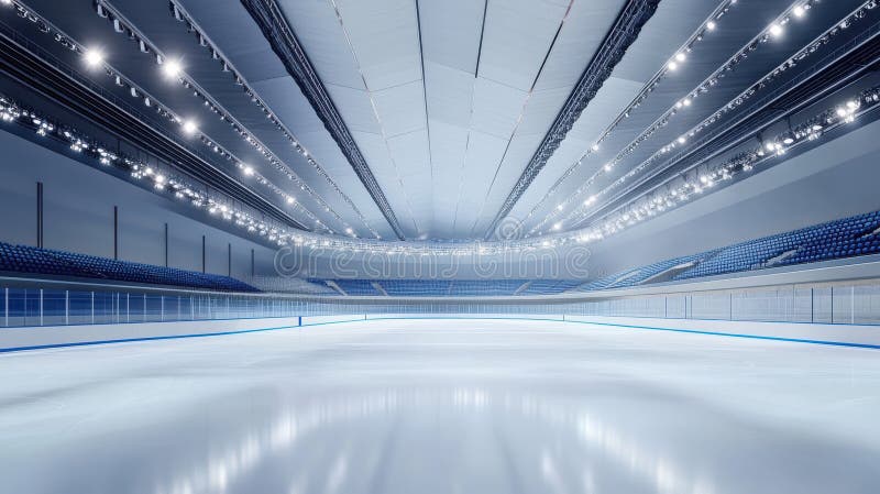 A Stunning Image of Empty Indoor Ice Skating Rink Arena. Modern ...