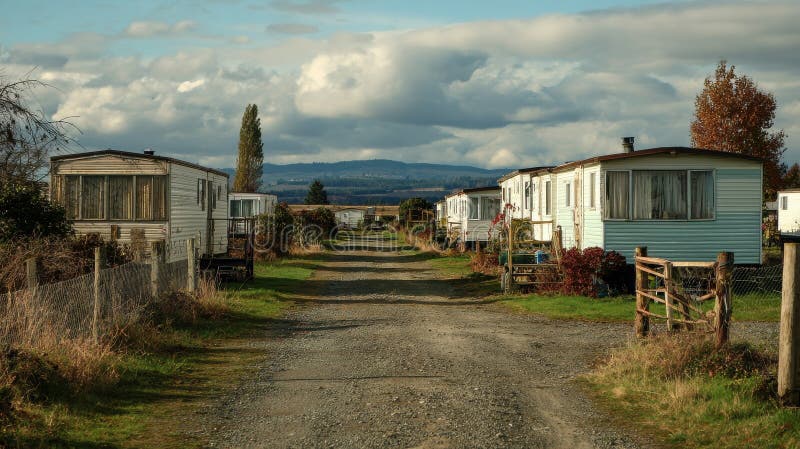 A Stunning Image of Empty Mobile Home Park on a Rural Road. Stock Image ...
