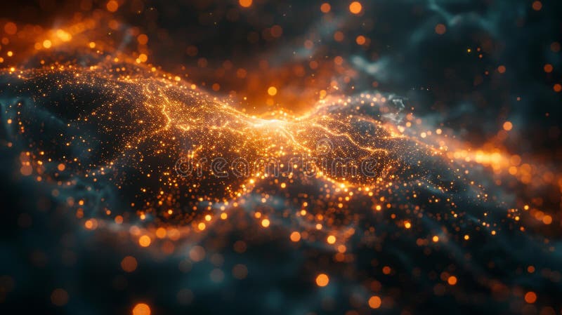 Abstract Glowing Orange Particles Generative AI Stock Illustration ...