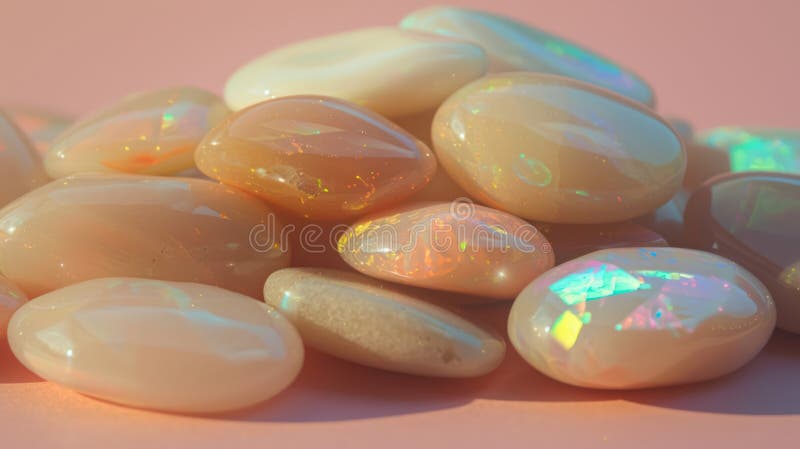 Polished Opal Crystal Stones: Colorful Mineral Gemstone Texture ...