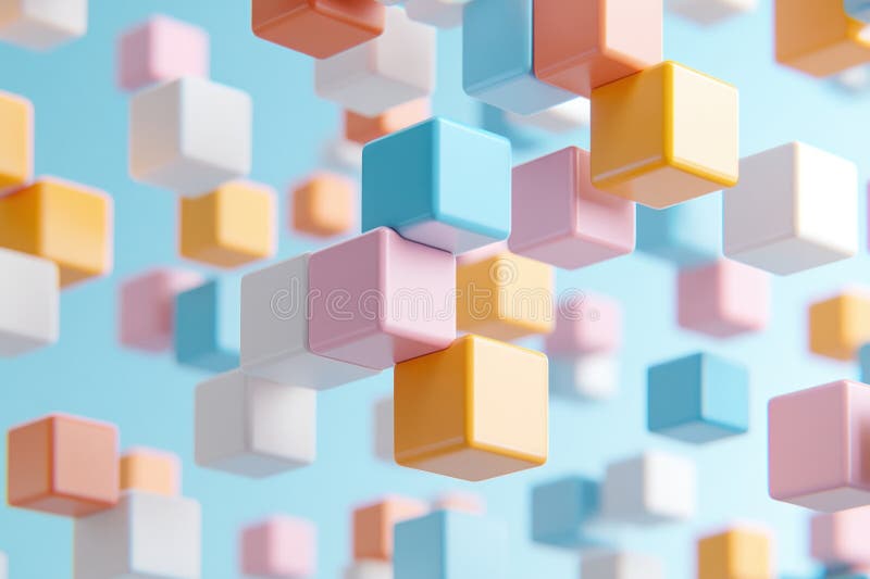 Vibrant 3D Cubes in a Rainbow of Colors Stock Illustration ...