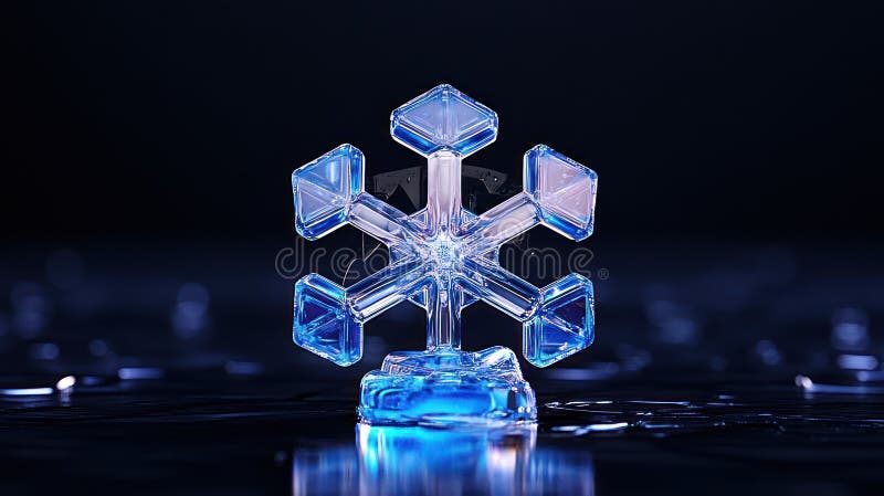 Delicate Blue Ice Crystal Snowflake - Intricate Winter Pattern Stock ...