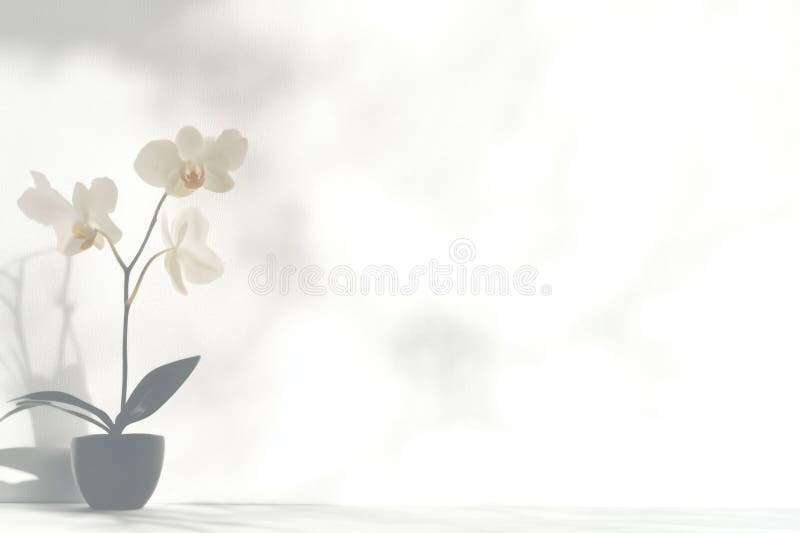 Orchid Twig Overlay on White Wall: Abstract Natural Background with ...