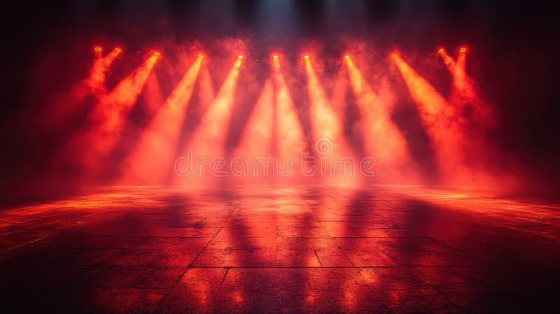 Dramatic Red Stage Lighting with Smoke Effects for Performances Stock ...