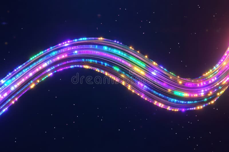 Glowing Fiber Optic Lines in Abstract Wave Motif - Modern Technology ...