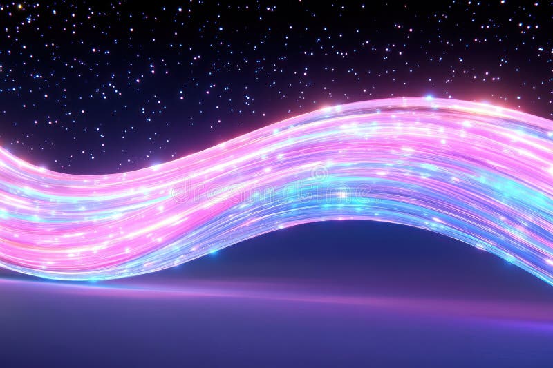 Glowing Fiber Optic Lines in Abstract Wave Motif - Modern Technology ...