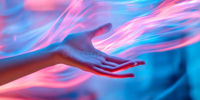 A Graceful Hand Reaching through Vibrant Swirls of Light. this Image ...