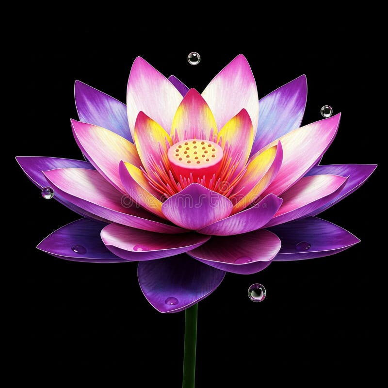 Ethereal Blossom: a Fantastical Lotus in Vivid Colors Stock ...
