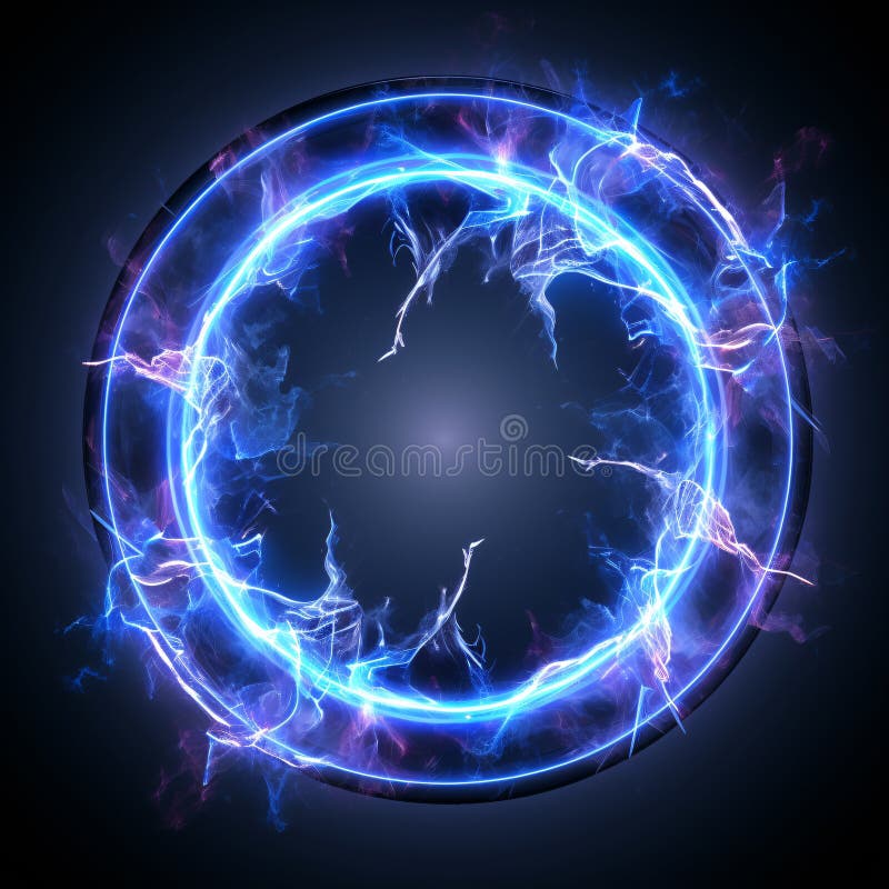 Lightning Round Frame. a Glowing Circle of Light in a Dark Background ...