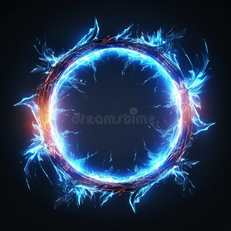 Lightning Round Frame. a Glowing Circle of Light in a Dark Background ...