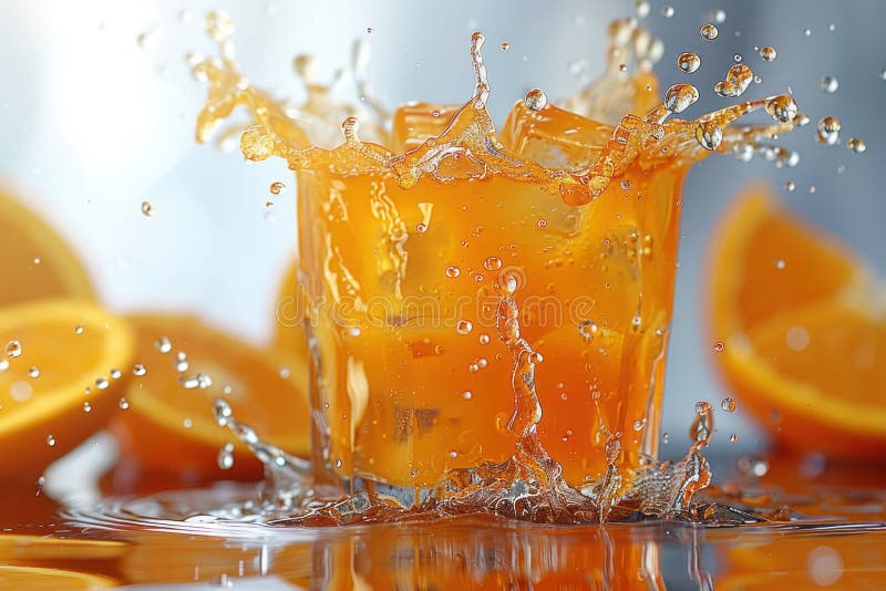 Refreshing Orange Juice Splash Isolated on White Background Stock ...