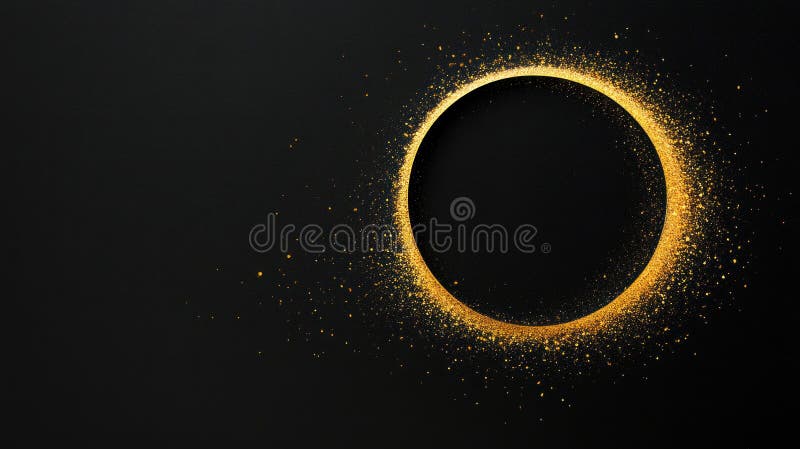 Shimmering Gold Circle on Black Background - Empty and Glittering Stock ...