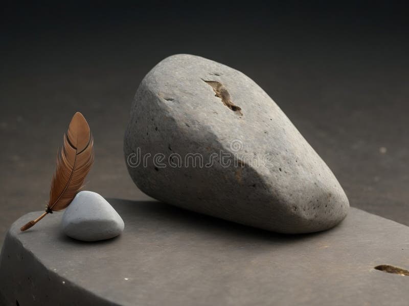 Stone Near a Feather of Beauty Stock Illustration - Illustration of ...