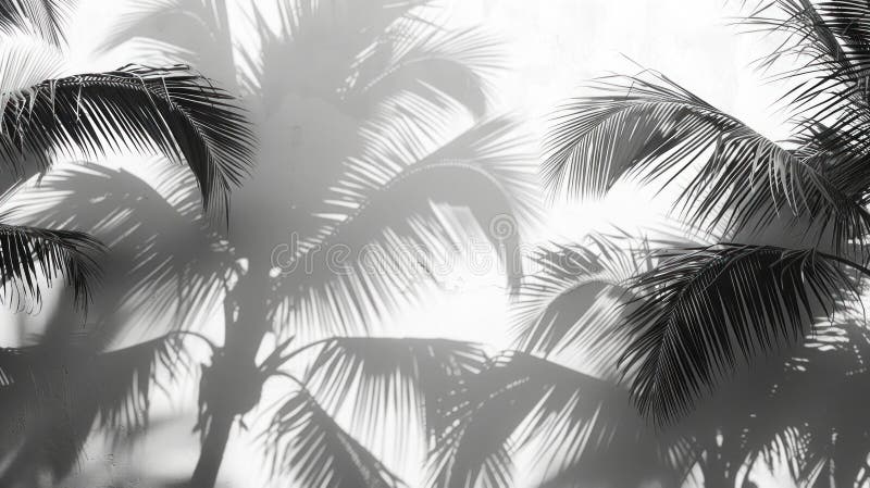 Palm Tree Shadows on White Wall - Tropical Background for Design and ...
