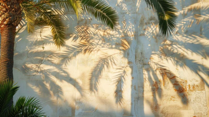 Palm Tree Shadows on White Wall - Tropical Background for Design and ...