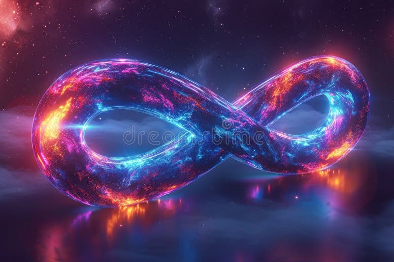 Infinite Blue Neon Loop Sign on D-Line Background - Abstract Digital ...