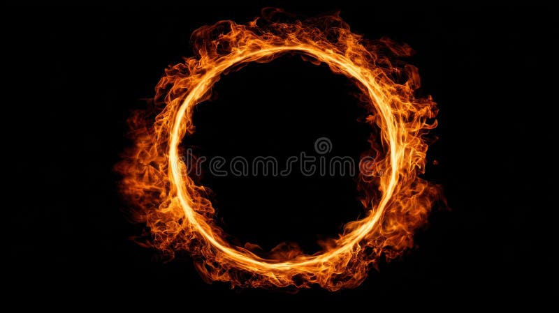 Fire Circle with Space for Text. Isolated on Black Background. AI ...