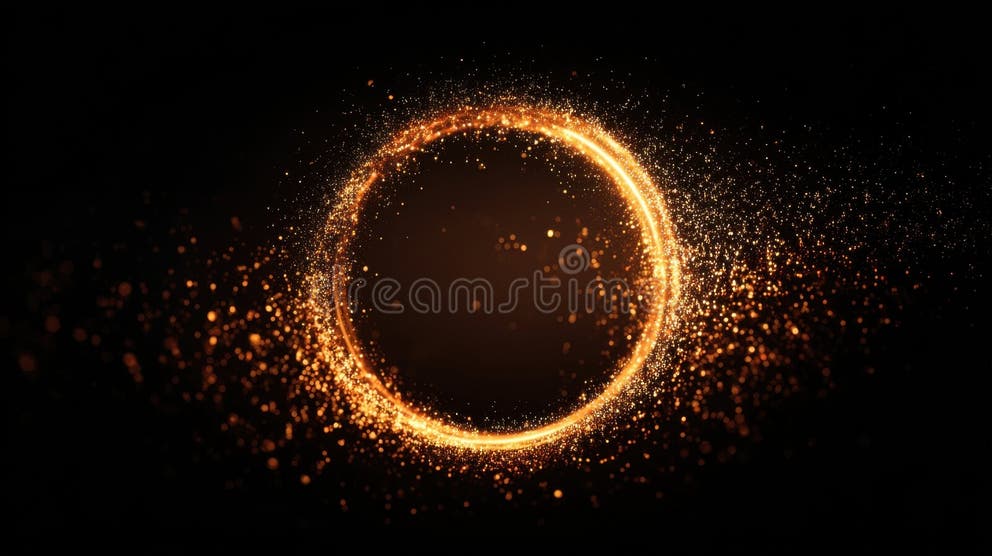 A Stunning Image of Fire Sparkle Circle on Black Background. Stock ...