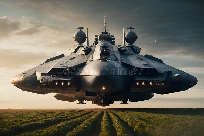 A Stunning Image of a Futuristic Flying Spaceship Stock Illustration ...