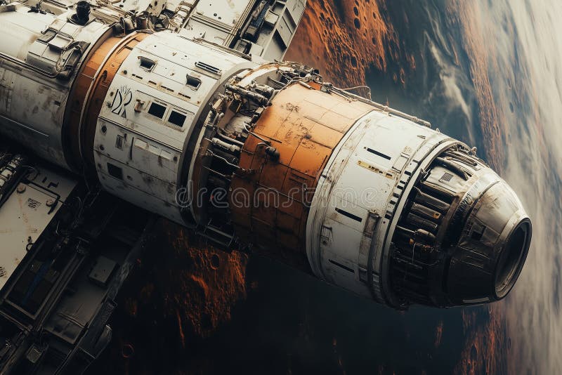 Space Exploration Vessel in Orbit Stock Illustration - Illustration of ...