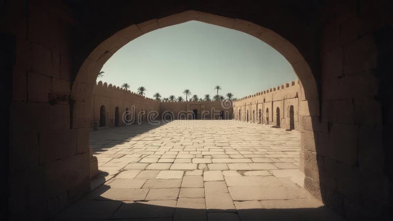 Ancient Courtyard in the Sun Stock Image - Image of arches, exploration ...